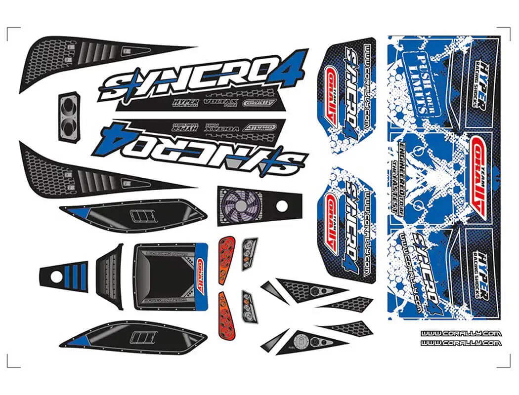 Team Corally Body Decal Sheet Syncro 4 Blue 1pc - The best place for RC ...
